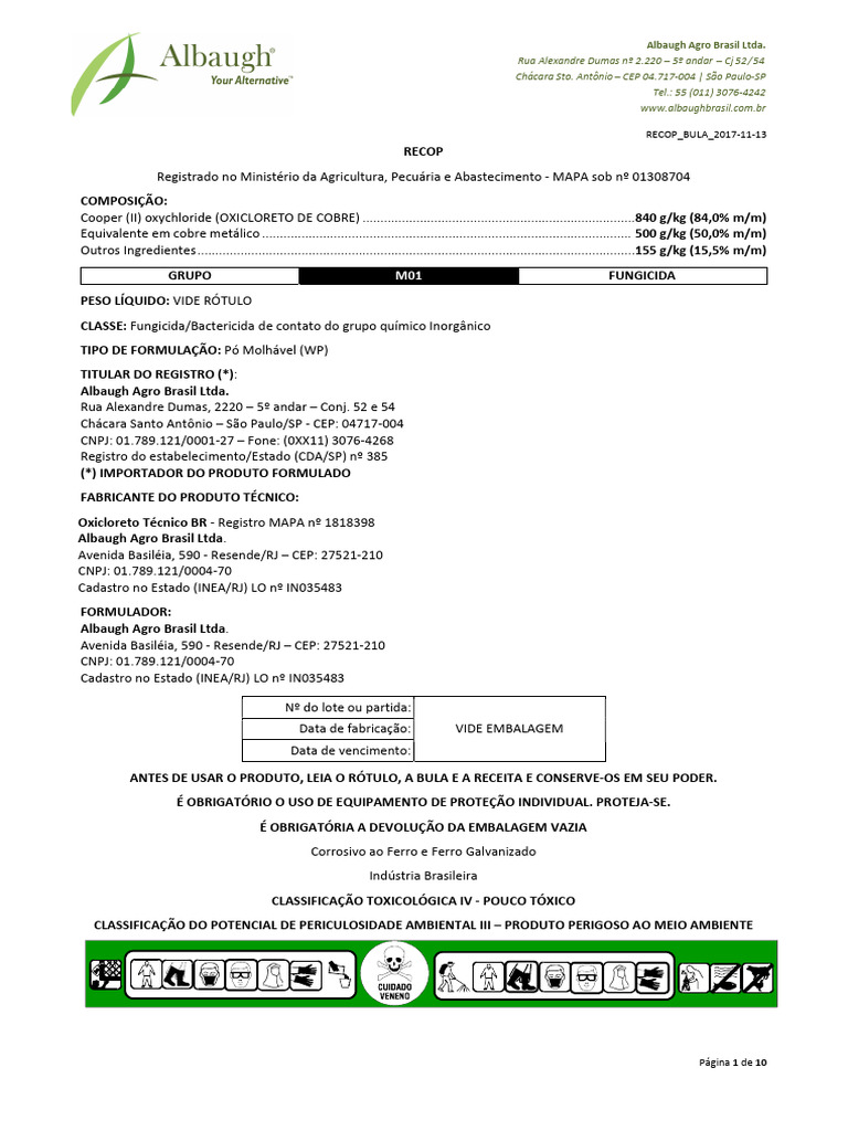 Guia de Uso do Fungicida RECOP | PDF | Embalagem e rotulagem | Agronomia