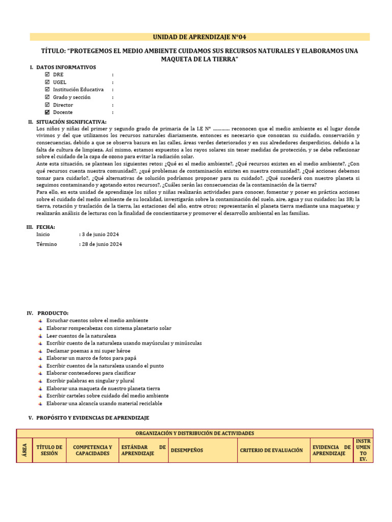 Unidad de Aprendizaje Iii Ciclo - Junio 2024 | PDF