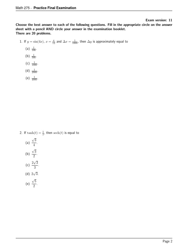 Math 275 Practice Final | PDF | Power Series | Real Analysis