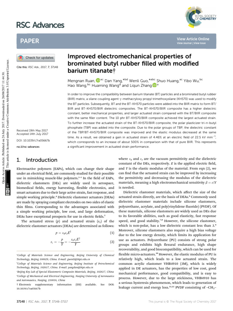 Improved Electromechanical Properties of Brominated Butyl Rubber Filled ...