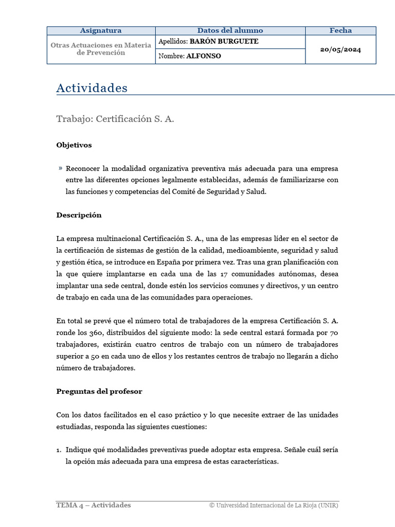 Respuestas Alfonso Baron Burguete | PDF | Business | Bibliografía