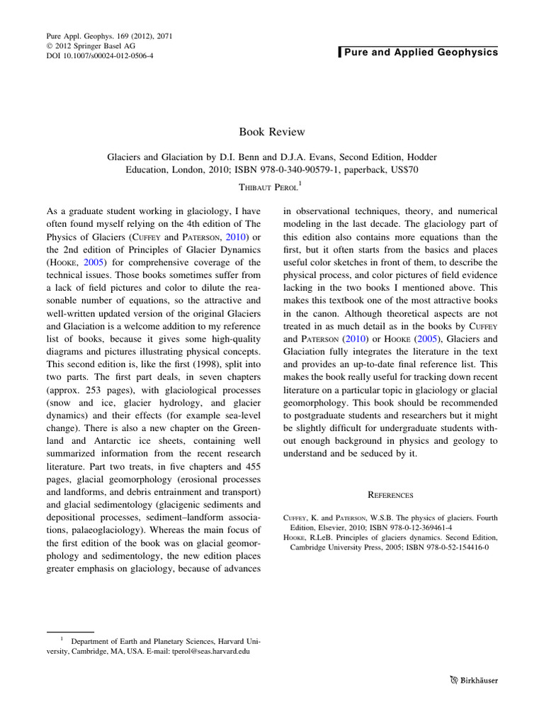 Book Review: Hibaut Erol | PDF | Geomorphology | Glacier