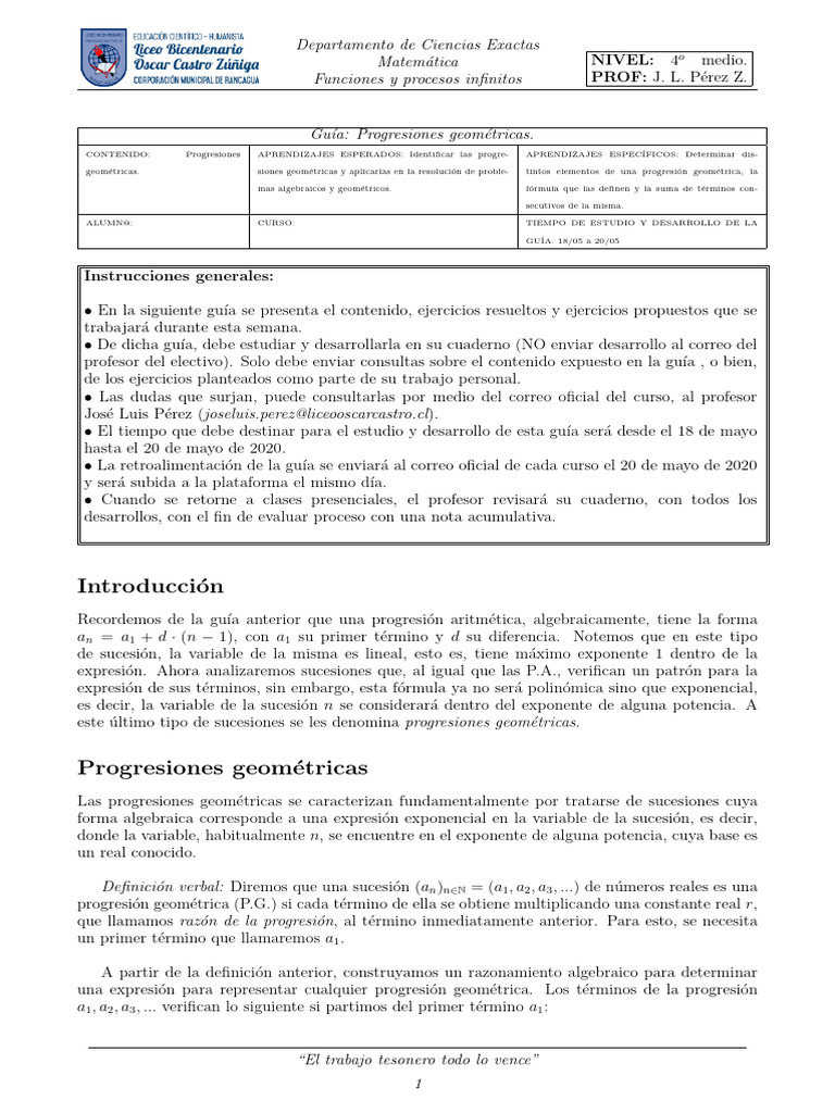 Mat 4med Clas Sem05 Func Guia | PDF | Secuencia | Exponenciación
