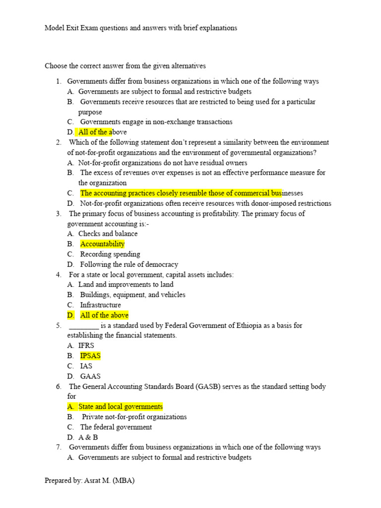 APSCS Multiple Choice | PDF | Fund Accounting | Debits And Credits