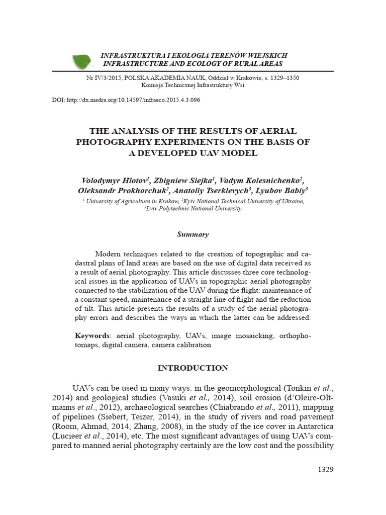 The Analysis of The Results of Aeri | PDF | Camera | Aerial Photography