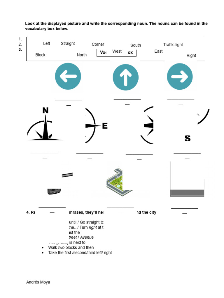 Giving Directions - Vocabulary 1 | PDF