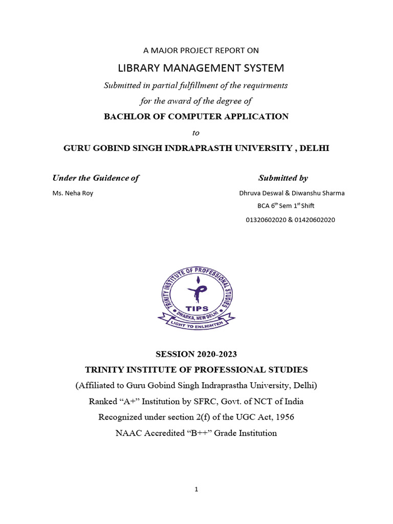 Major Project On Library Management System 2 | PDF | Software ...