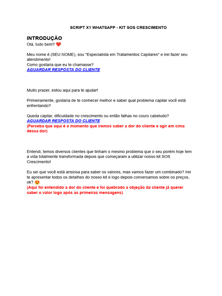 Script X1 | PDF | Cabelo | Autoestima