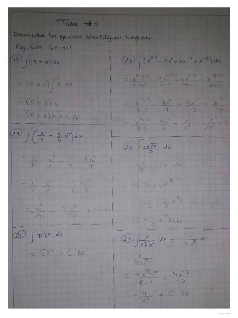 U1 S4 Taller 5 Reglas Básicas de Integración de Funciones | PDF
