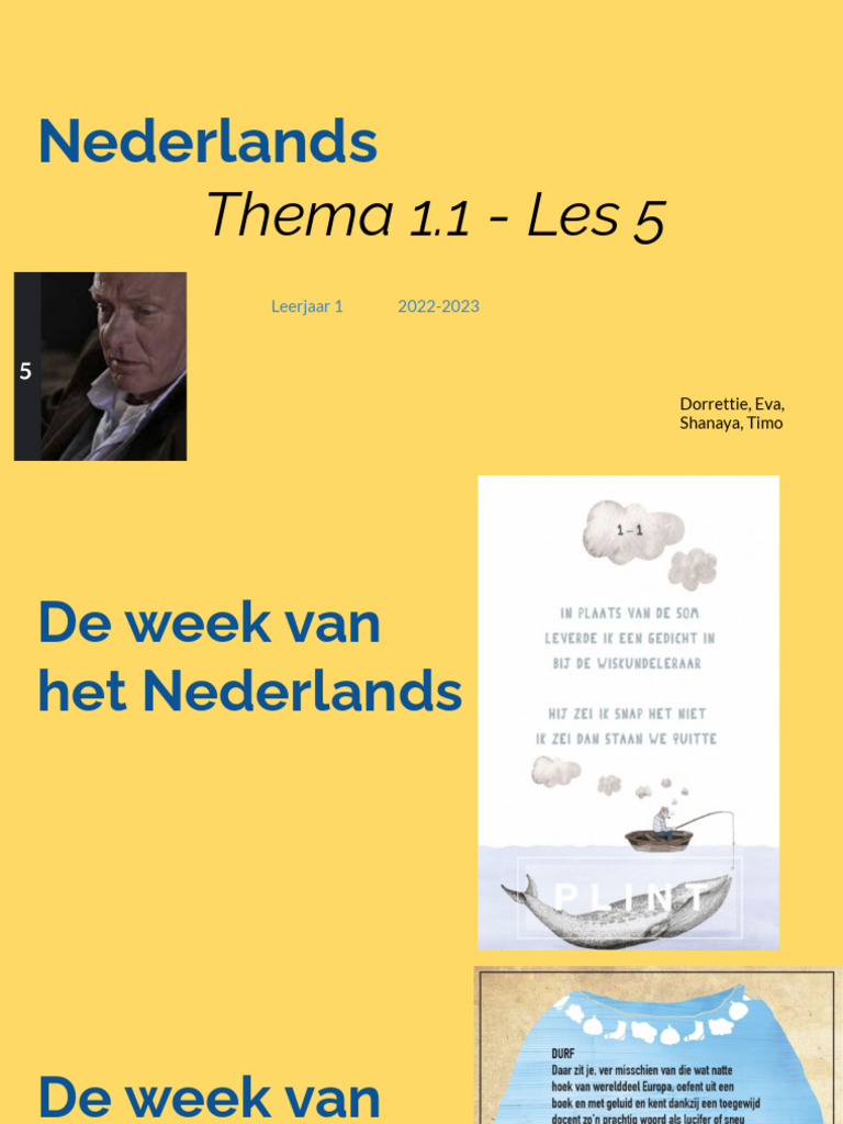 Nederlands: Thema 1.1 - Les 5 | PDF