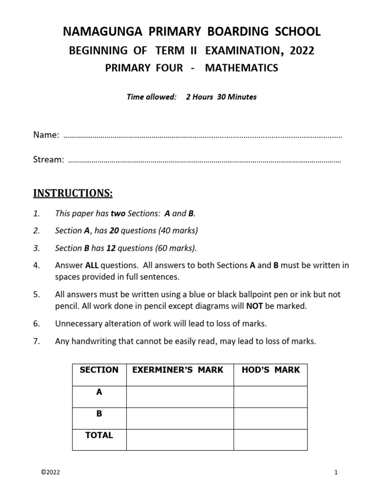 Primary Four Mathematics | PDF | Arithmetic | Mathematics