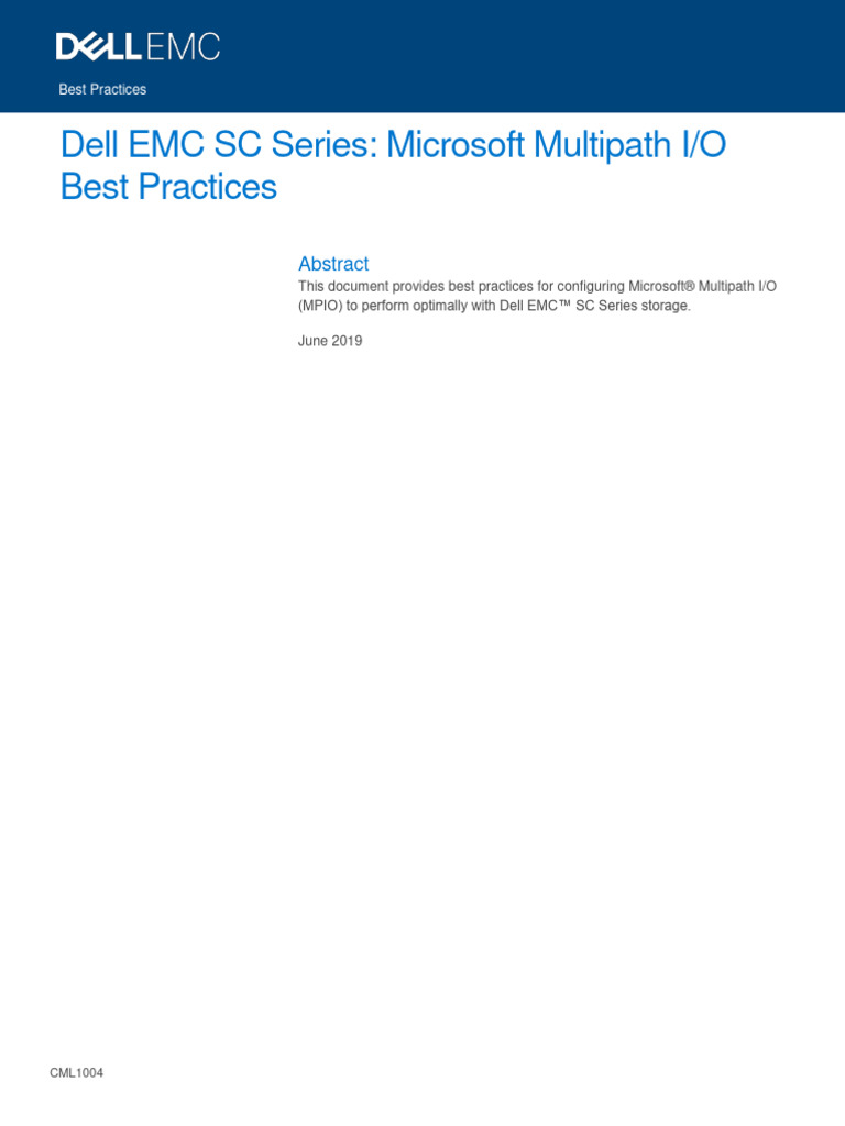 Cml1004 SC Series Multipath Io Best Practices WP en Us | PDF ...
