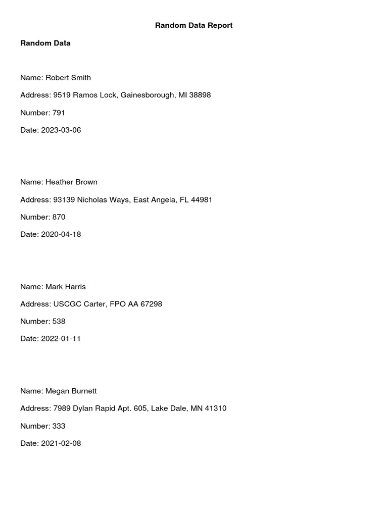 Random Data Report Summary | PDF | Travel
