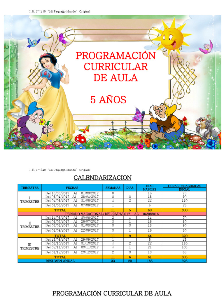 PROGRAMACION-CURRICULAR-DE-AULA-actualizado-2017-made-original | PDF | Experiencia | Aprendizaje