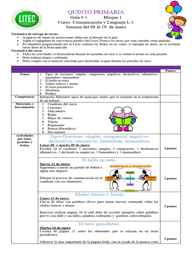 Guía 1 Bloque 1 Lesli Barillas Comunicación y Lenguaje | PDF | Lingüística