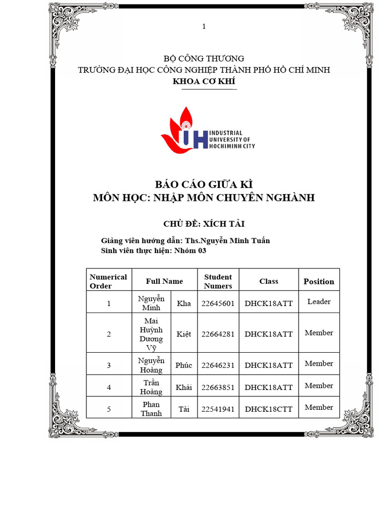 Tiểu luận KTNC Xích tải | PDF