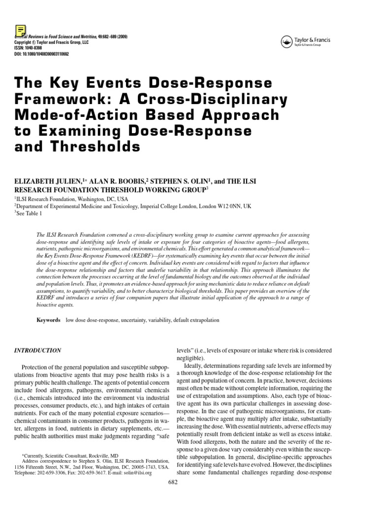 Key Events Dose-Response Framework.2009 | PDF | Biology