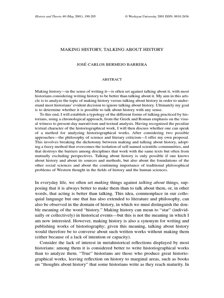 Making History, Talking About History | PDF | Theory | Science