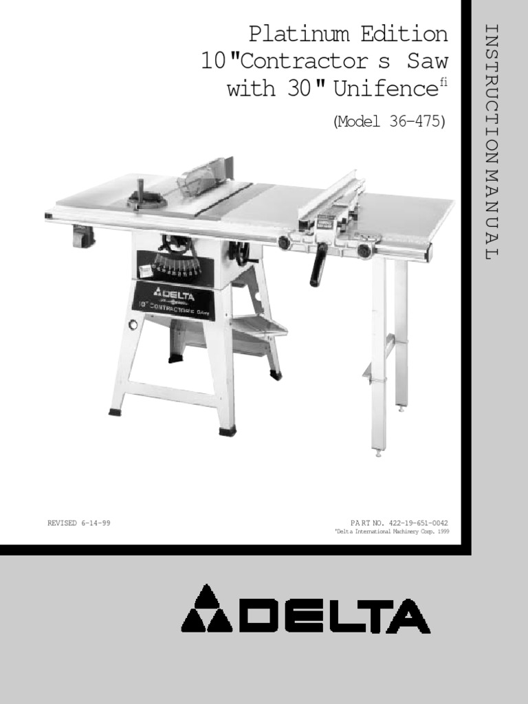 36-475 - Delta Table Saw Manual | PDF | Screw | Belt (Mechanical)