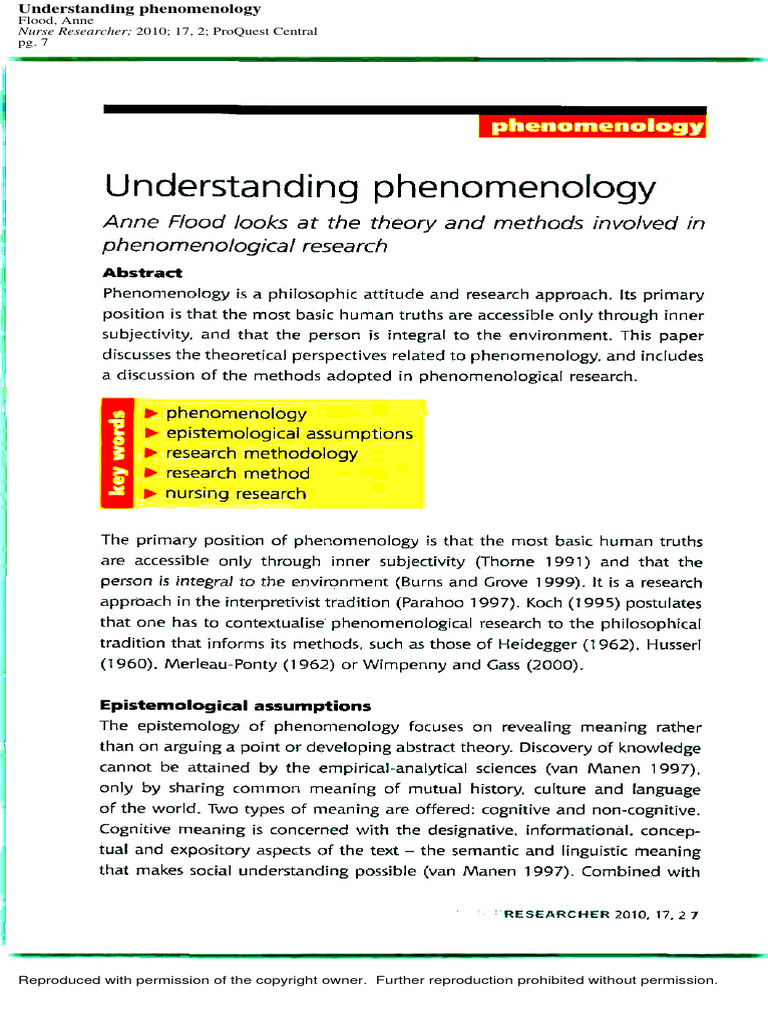 Understanding Phenomenology | PDF