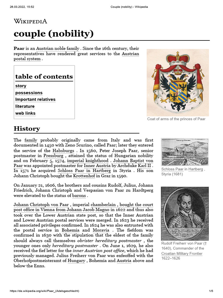 Couple (Nobility) - Wikipedia PAAR | PDF | House Of Habsburg | Holy ...