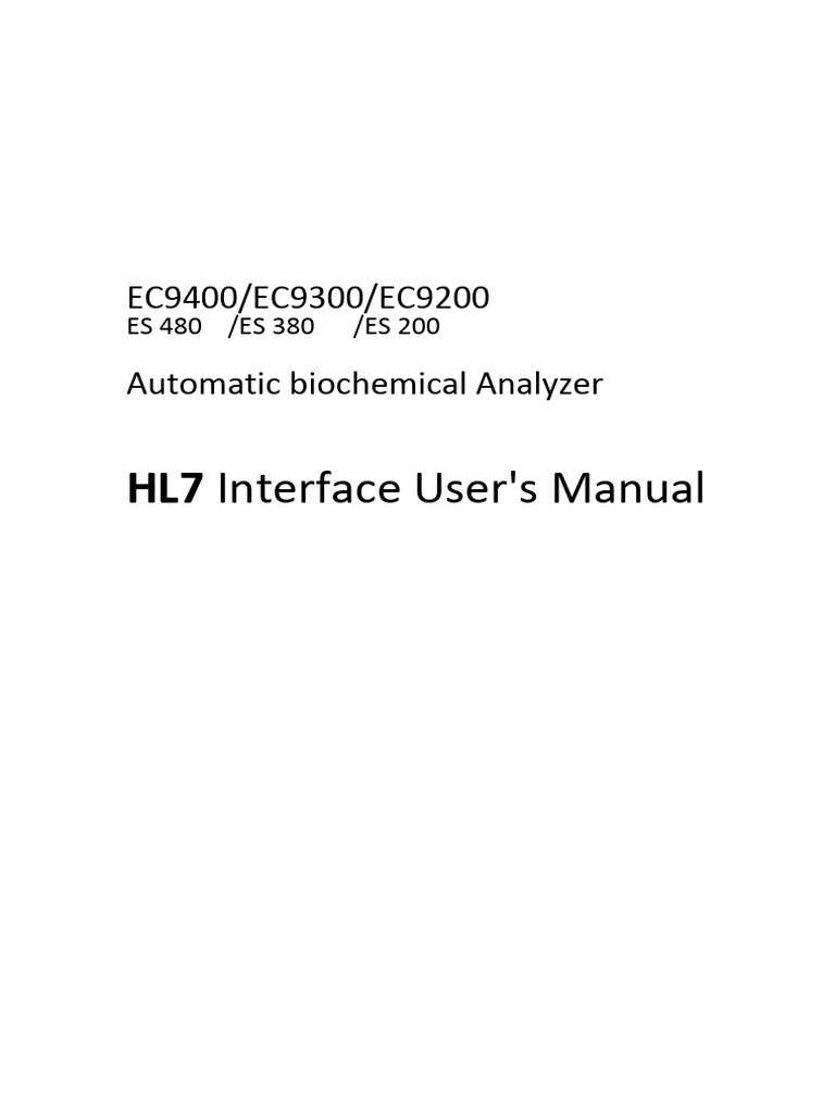 EC Series Chemistry Analyzer HL7 Interface User's Manual - 2020.01.02 | PDF | Internet Protocol ...