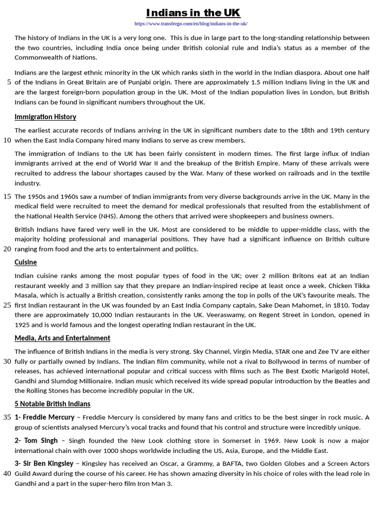 Indians in the UK | PDF | United Kingdom