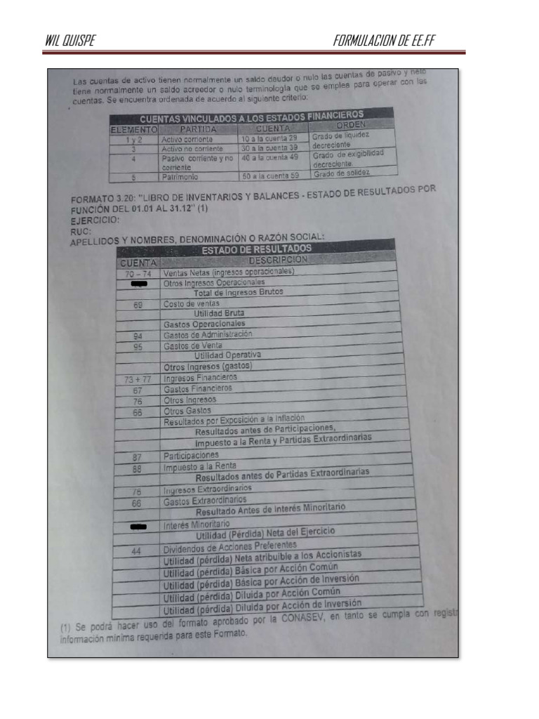 Estructura de Cuentas de Los Esf y Erf | PDF