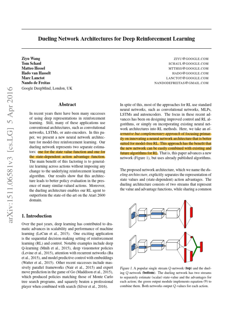 Dueling Network Architectures for Deep Reinforcement Learning ...
