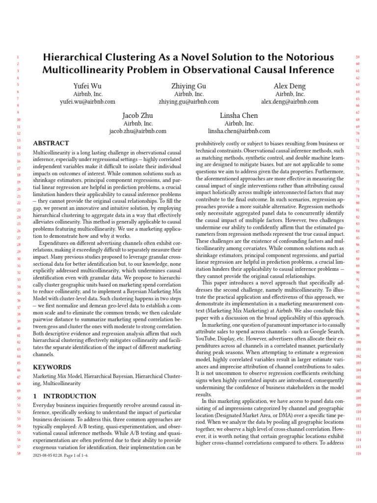 Hierarchical Clustering As A Novel Solution To The Notorious Multicollinearity Problem in ...