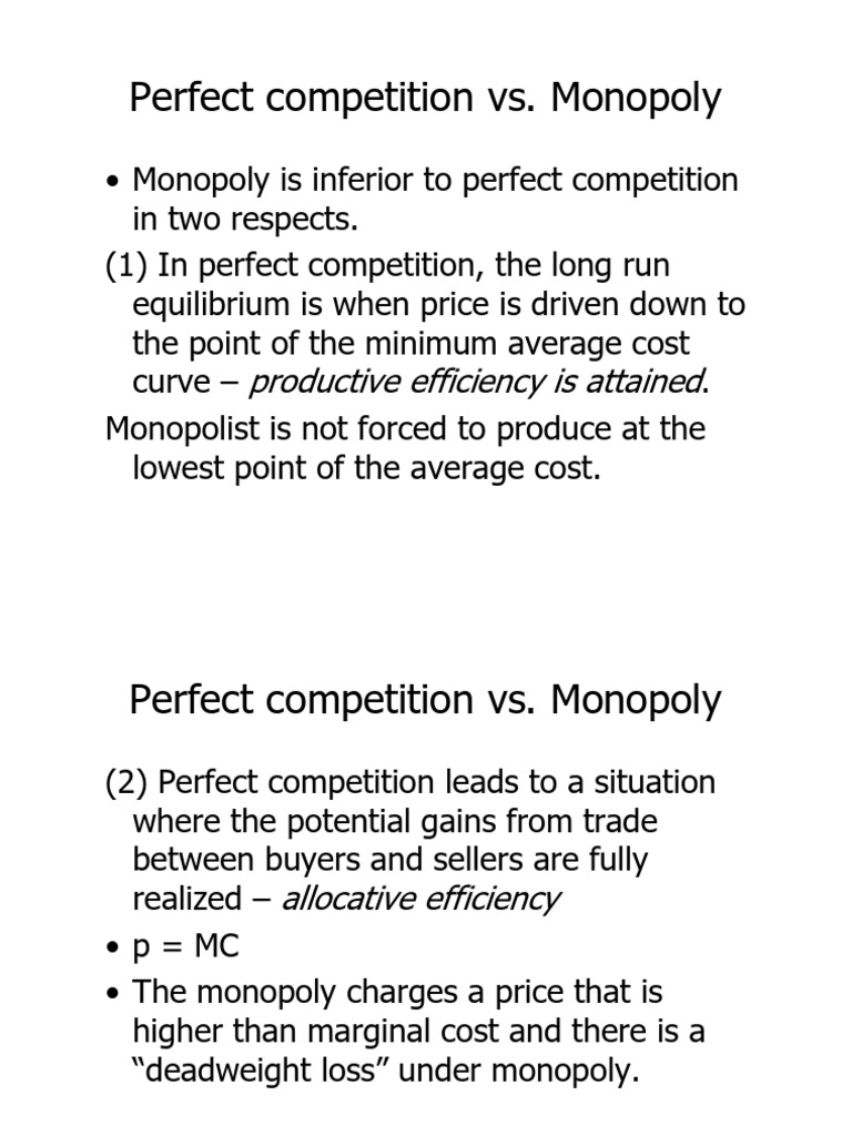 11 Competition vs Monopoly | PDF | Monopoly | Perfect Competition