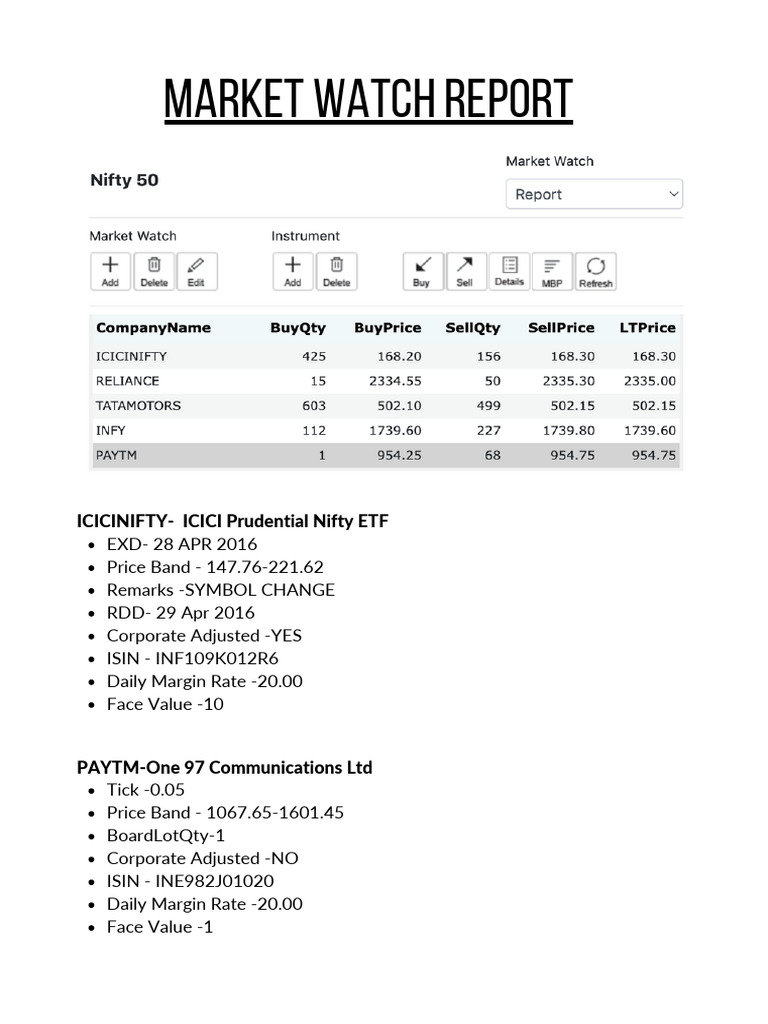 Market Watch Report | PDF