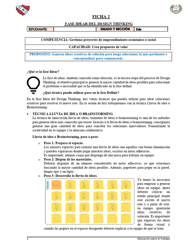 Ficha #02 - Ept - 2° | PDF | Lluvia de ideas | El pensamiento de diseño
