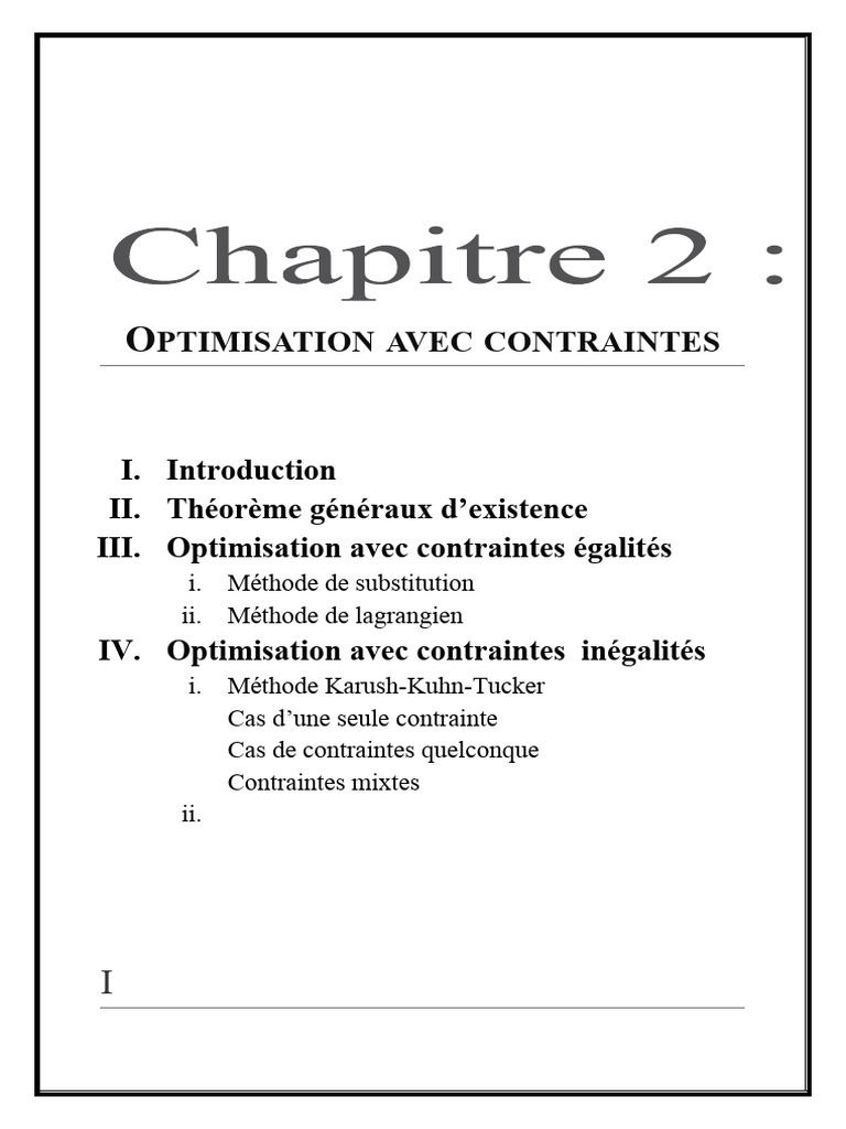 Optimisation avec contraintes KKT | PDF | Optimisation mathématique ...