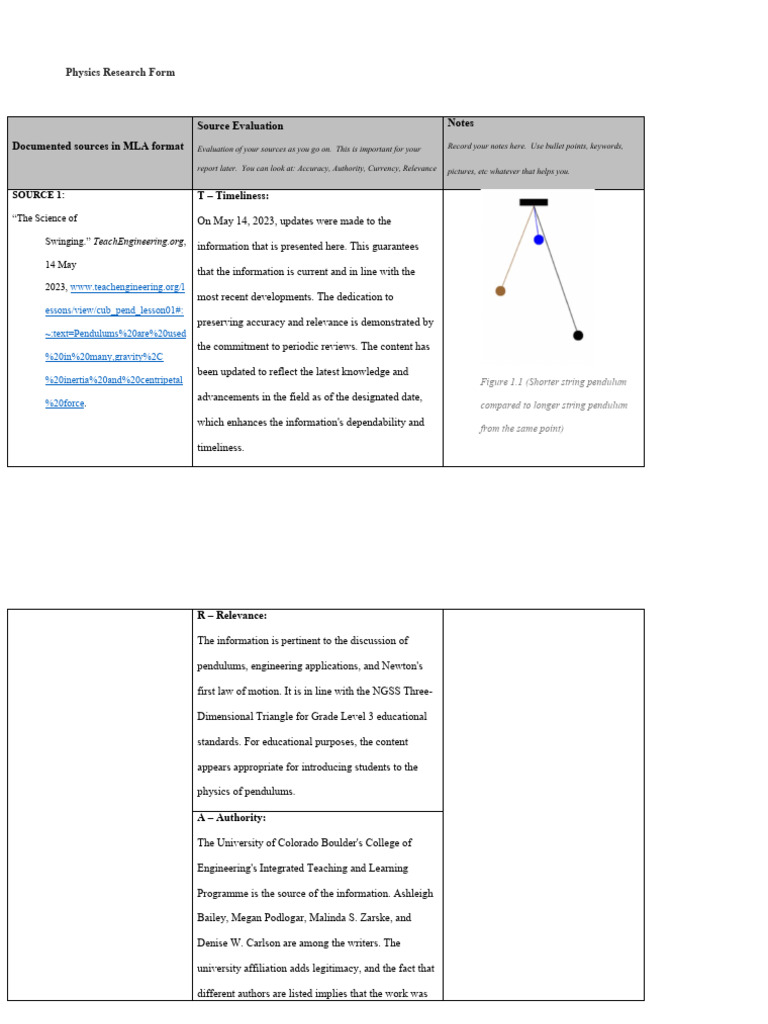 Pendulum Physics Research Guide | PDF | Ligo | Physics