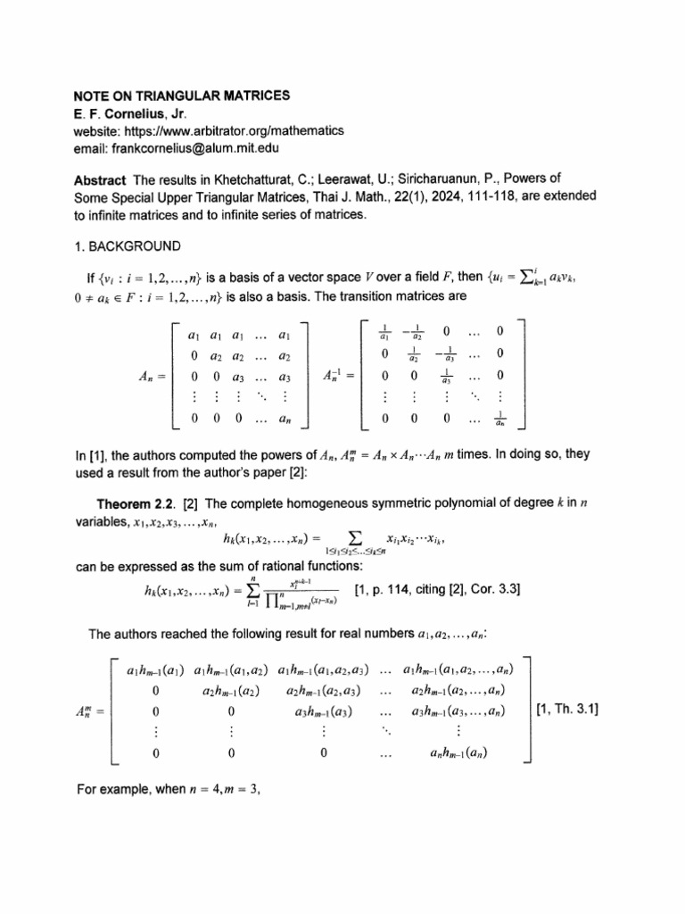 Note On Triangular Matrices (3) 5-19-2024 | PDF