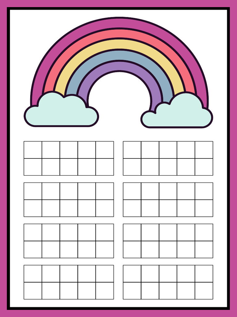 Rainbow Tens Frames Game Board Worksheet | PDF