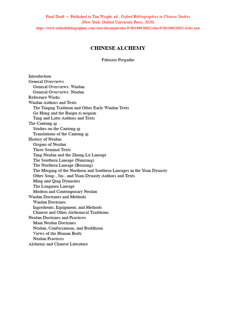 Overview of Chinese Alchemy Practices | PDF | Neidan | Alchemy