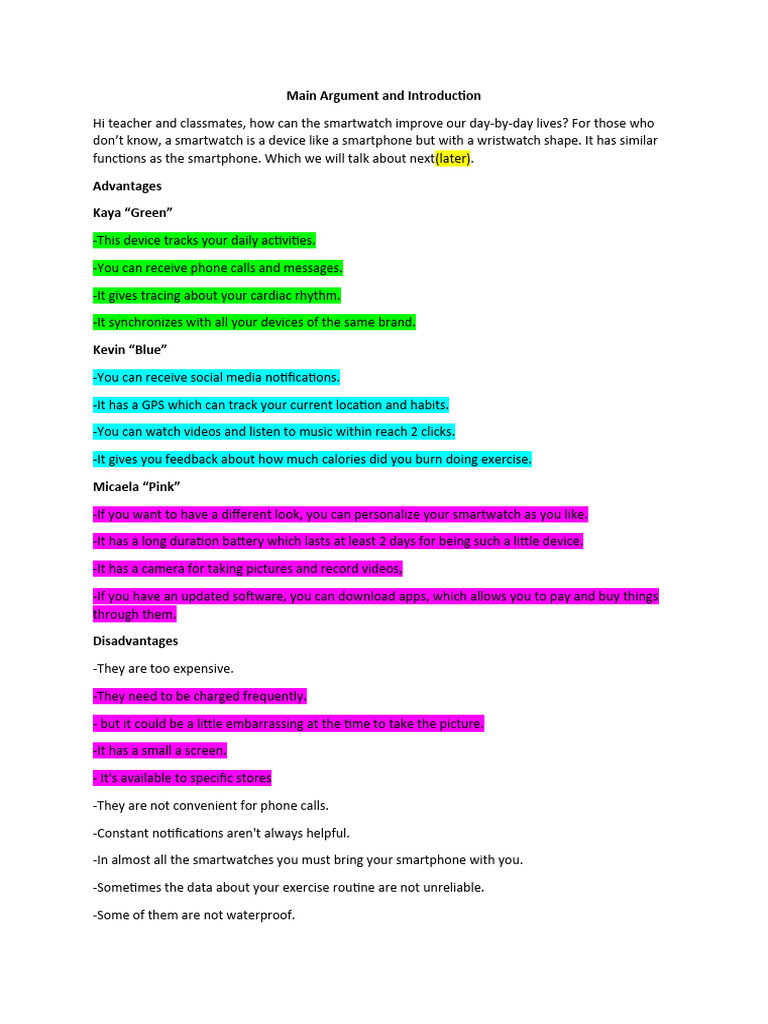 Smartwatch - Disadvantages-Advantages | PDF | Smartwatch | Smartphone