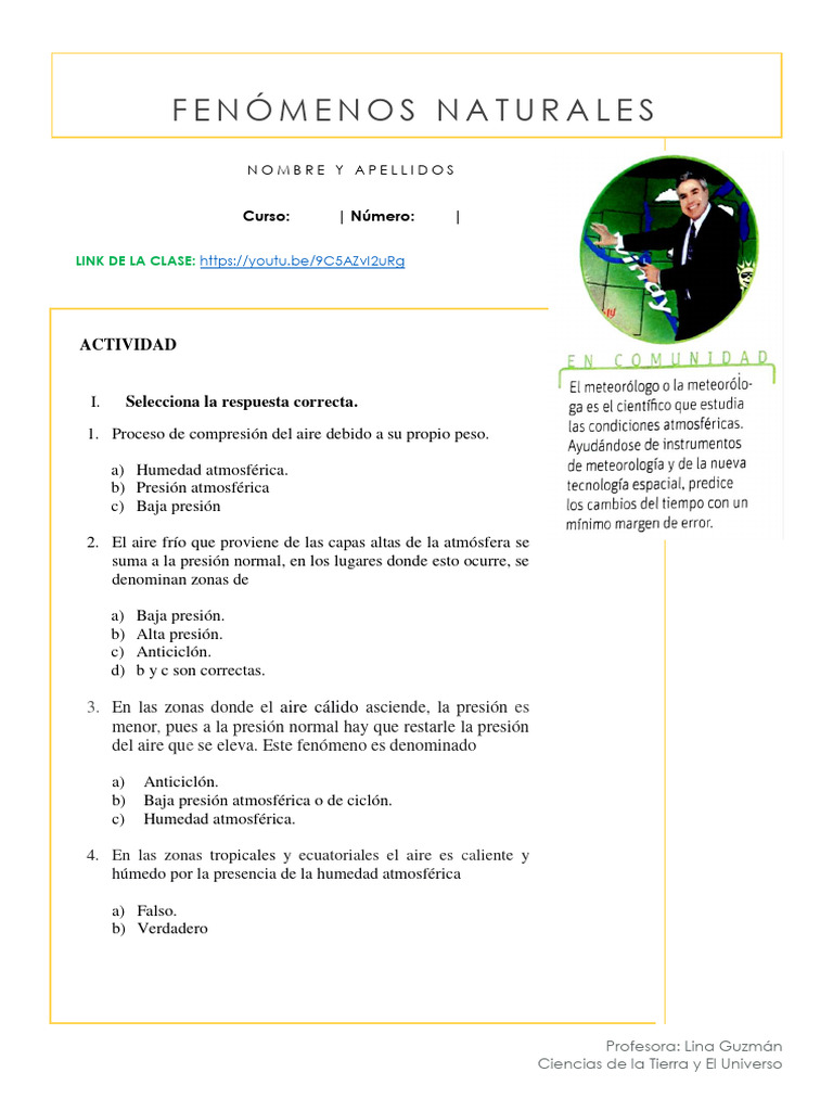 Actividad Fenómenos Naturales. | PDF | Herida | Ciclones tropicales