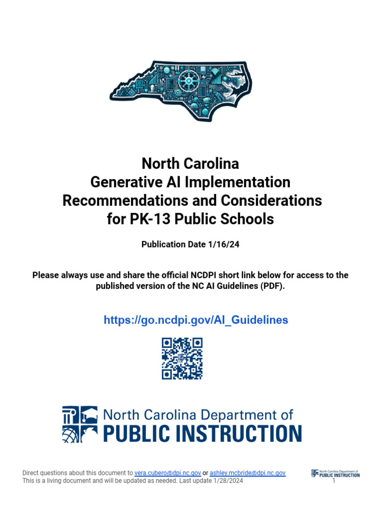 NCDPI Generative AI Implementation Recommendations and Considerations ...