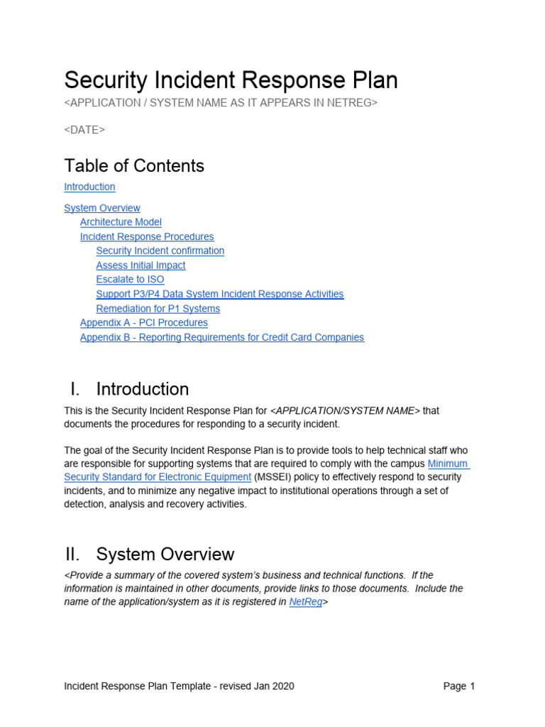 Incident Response Plan Template | PDF | Security | Computer Security