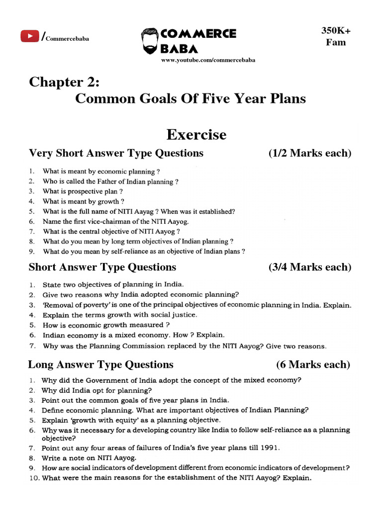 Five Year Plans: Goals & Exercises | PDF