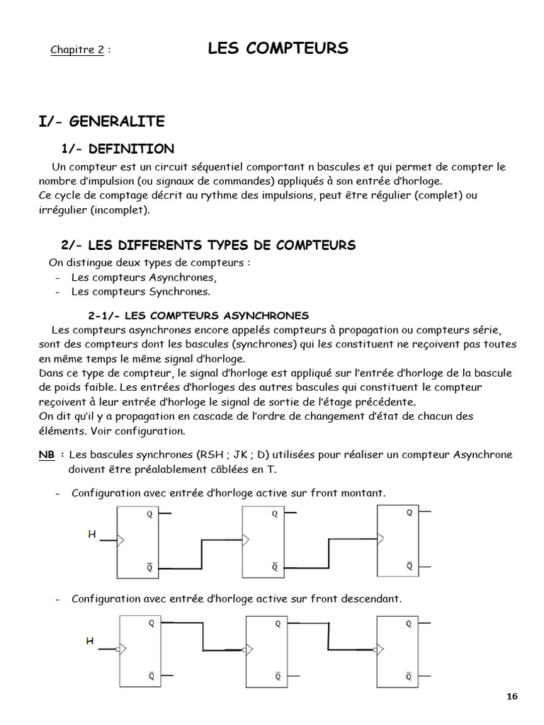 Types de compteurs : Asynchrones et Synchrones | PDF | Technologie ...