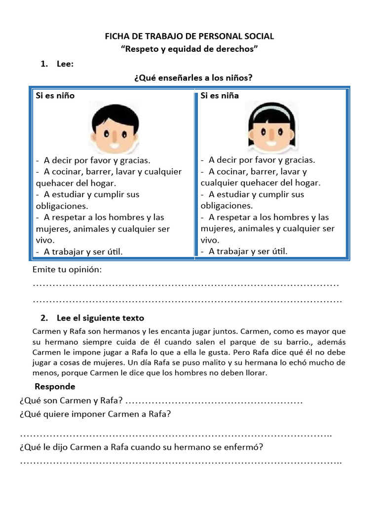 Educación en Igualdad y Respeto Infantil | PDF