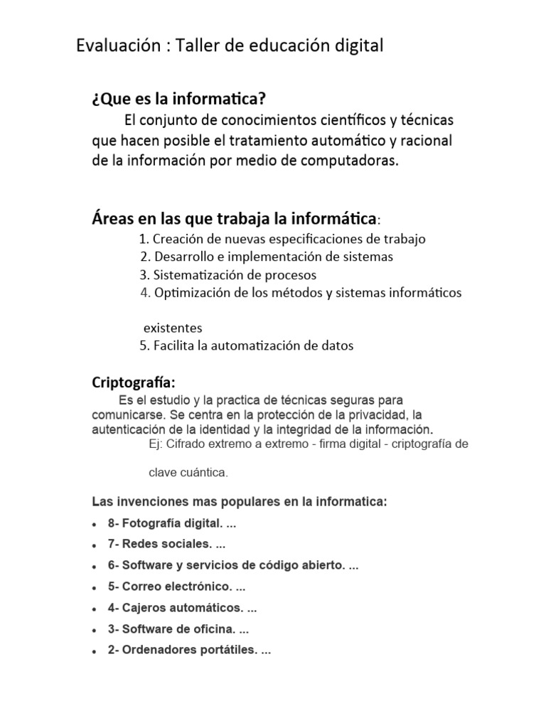 Resumen de informatica | PDF | Informática | Ciencias de la Computación