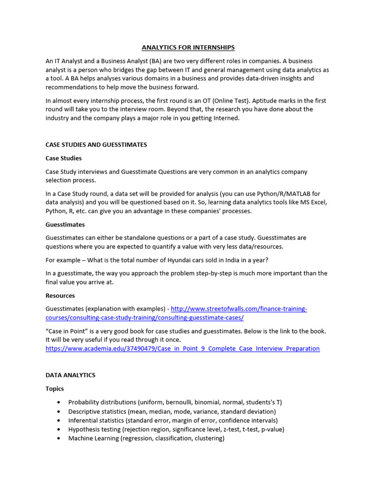 00000146-Analytics for Internships | Download Free PDF | Statistics | Analytics