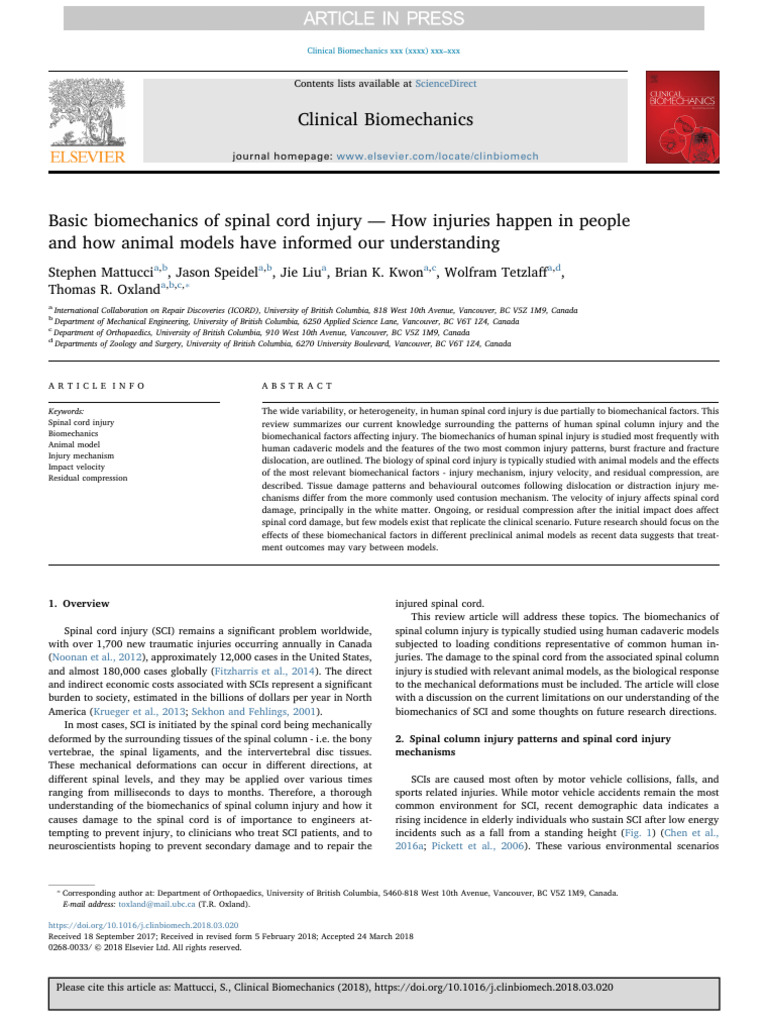 2018-Clinical Biomechanics-Basic Biomechanics of Spinal Cord Injury ...