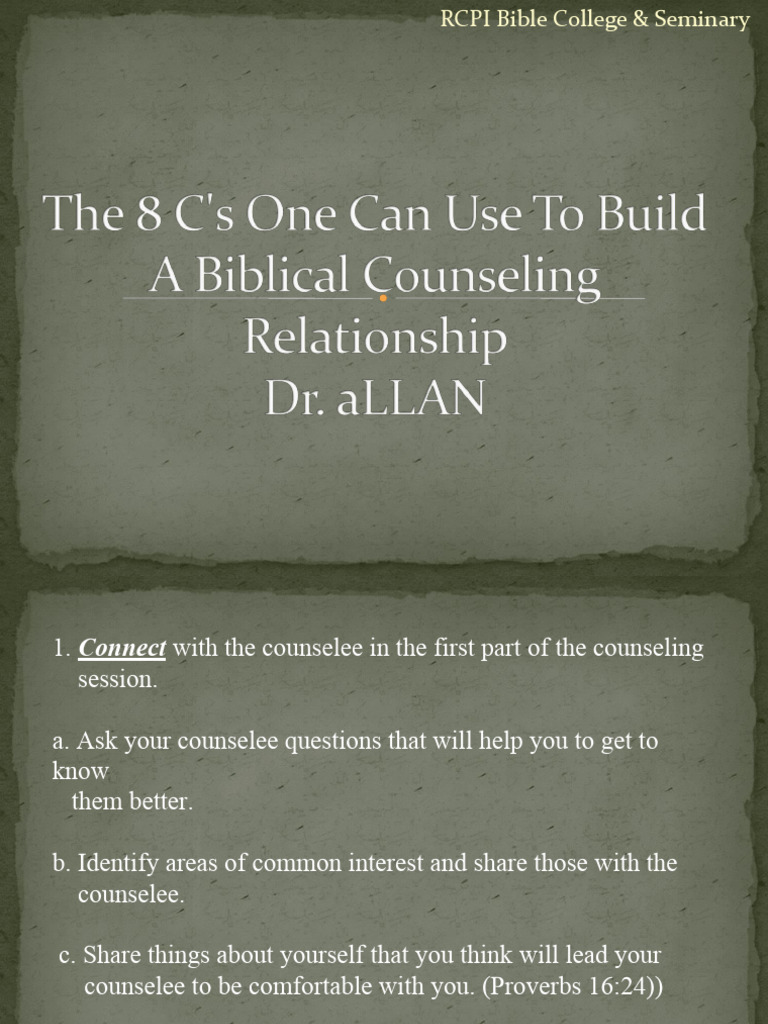 The 8 C's One Can Use To Build A Biblical Counseling | PDF | Sin | God