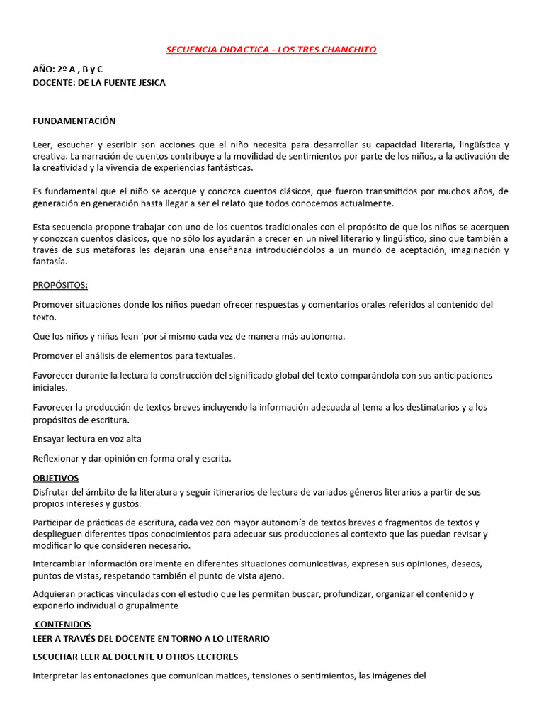 Secuencia de Los 3 Cerditos.1 | PDF | Escritura